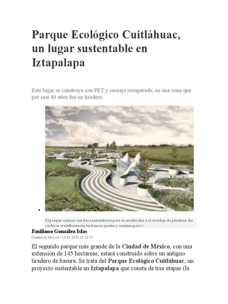 Parque Ecológico Cuitláhuac | PDF