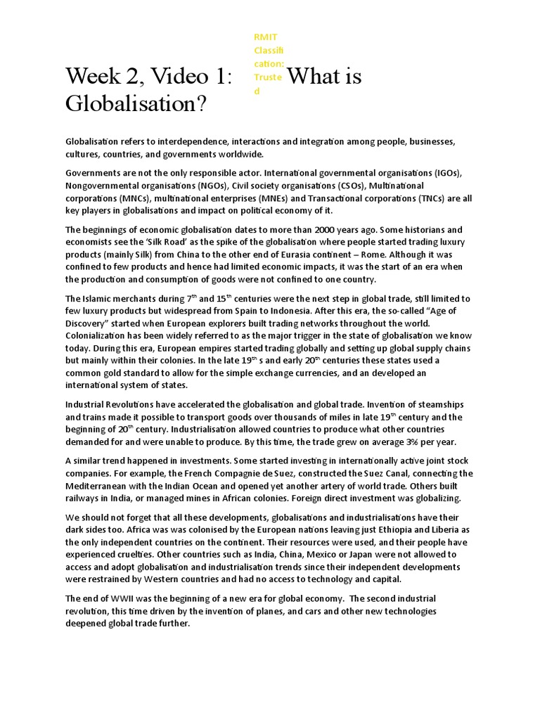 Week 2 Video 1 Transcript | PDF | Globalization | Trade Week 2 Video 1 Transcript | PDF | Globalization | Trade