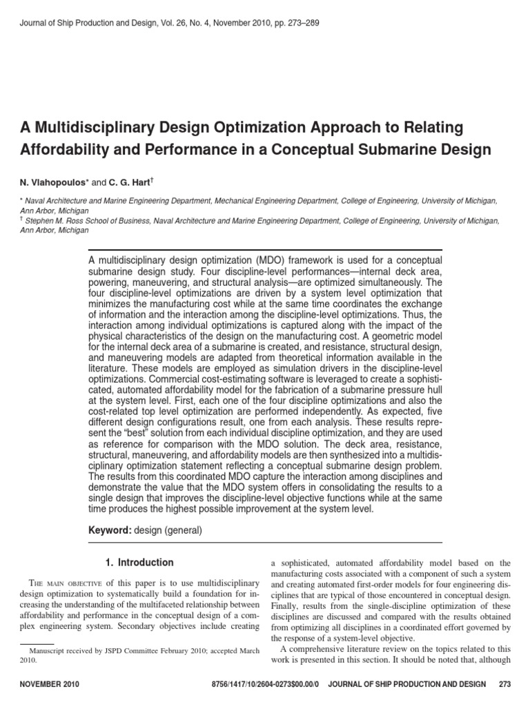 A Multidisciplinary Design Optimization Approach To Relating ... A Multidisciplinary Design Optimization Approach To Relating ...