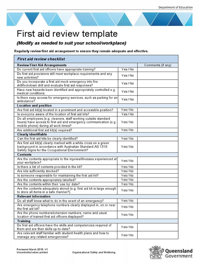 First Aid Review Template | PDF | First Aid | Emergency
