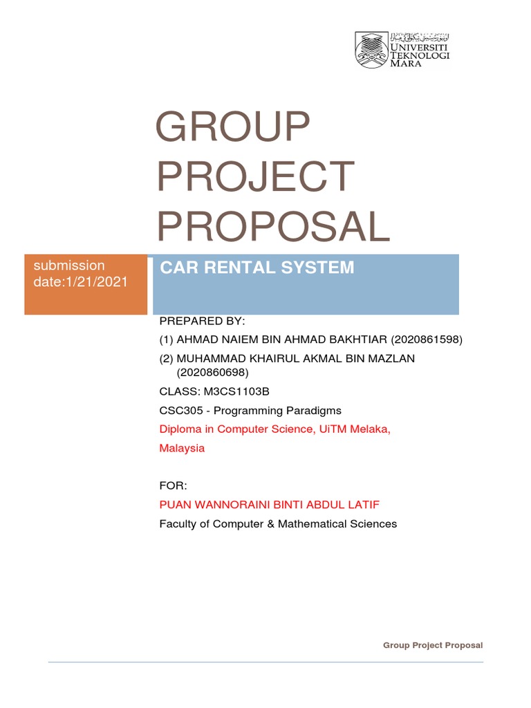 Muhammad Khairul Akmal Bin Mazlan-Group Project Proposal CSC305 | PDF