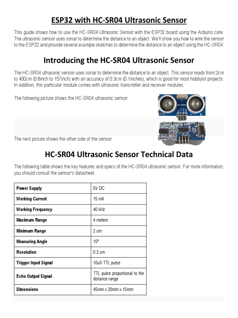 Esp32 HC-SR04 | PDF | Ultrasound | Sonar