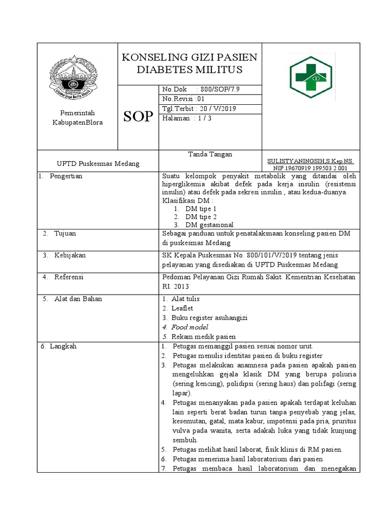 sop konseling DM | PDF