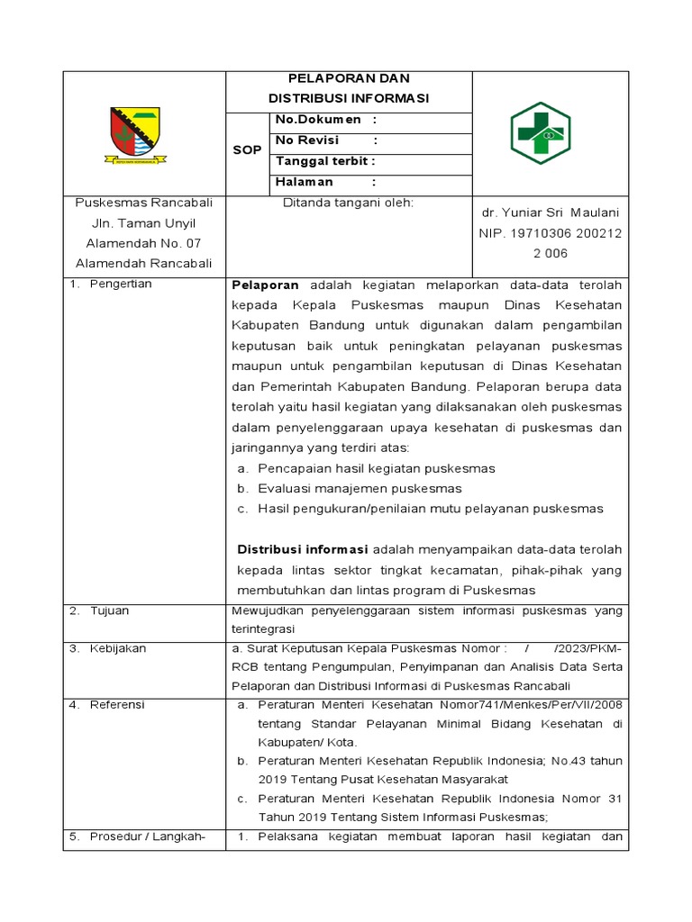 SOP Distribusi Informasi Puskesmas Rancabali | PDF