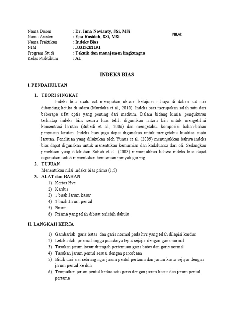 Pertemuan Ke-9 Indeks Bias | PDF