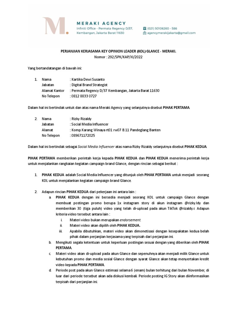 292 - 22 - MoU Glance - Rizaldy | PDF