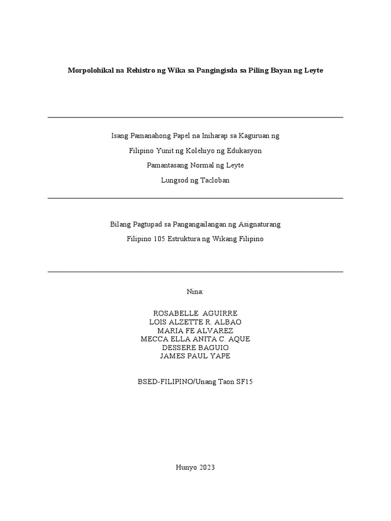 Unang Pangkat - Pananaliksik | PDF