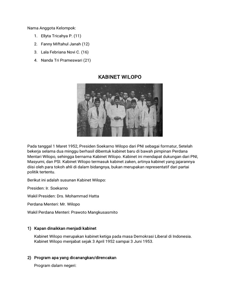 Kabinet Wilopo | PDF