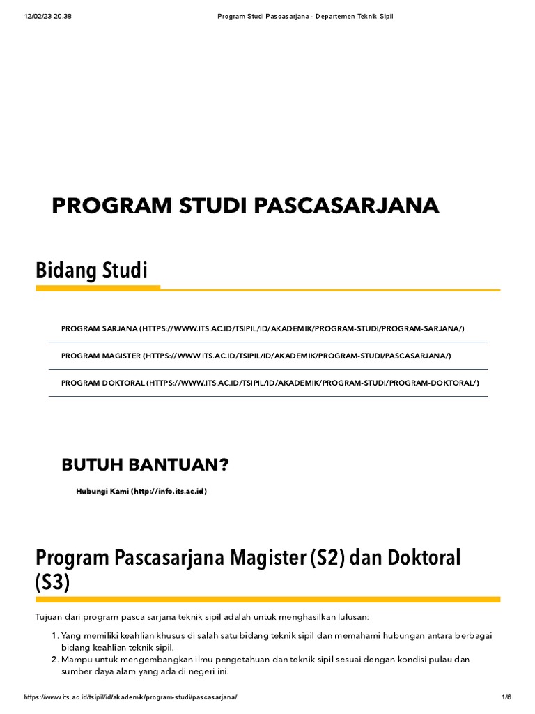 Program Studi Pascasarjana - Departemen Teknik Sipil | PDF