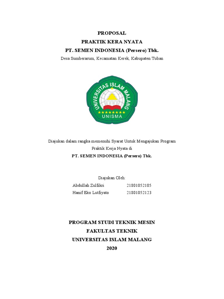 Proposal Praktik Kerja Nyata di PT. Semen Indonesia | PDF
