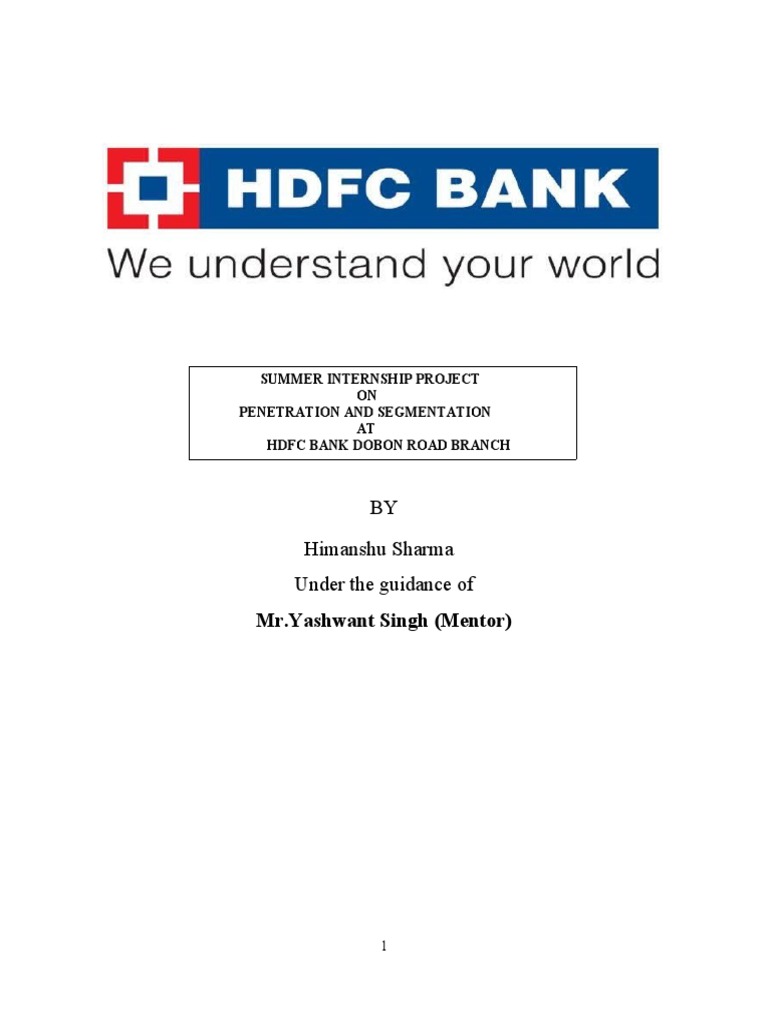 Major Project HDFC Internship | PDF | Transaction Account | Banks