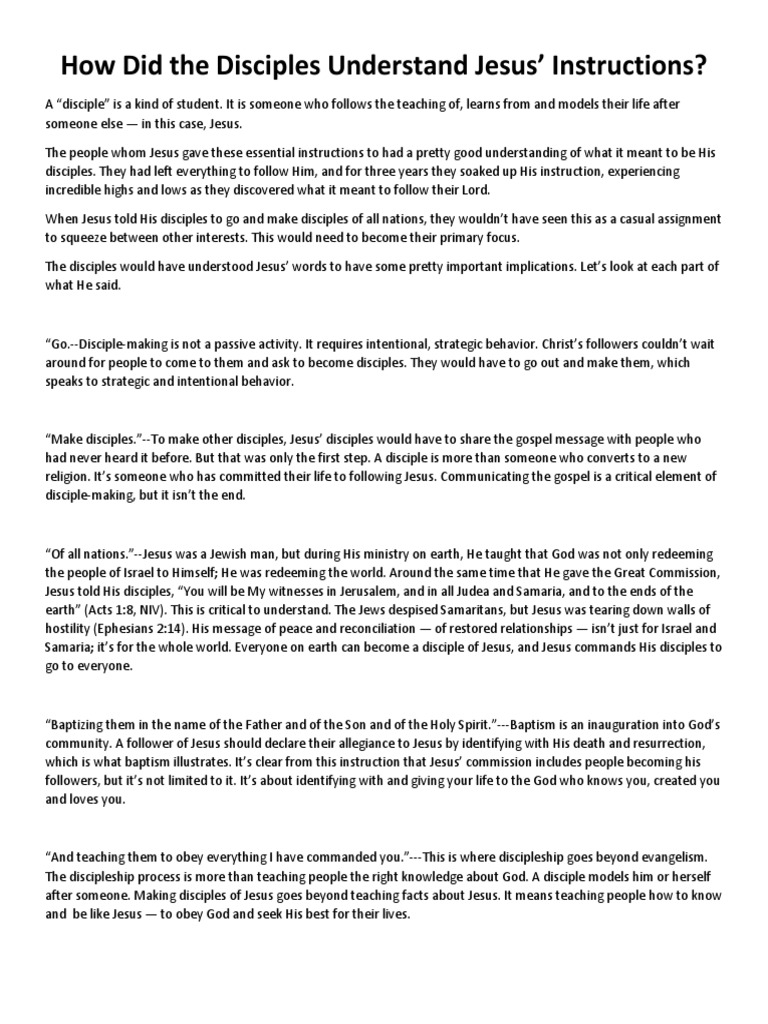 Understanding Jesus' Instructions to Disciples | PDF | Disciple ...