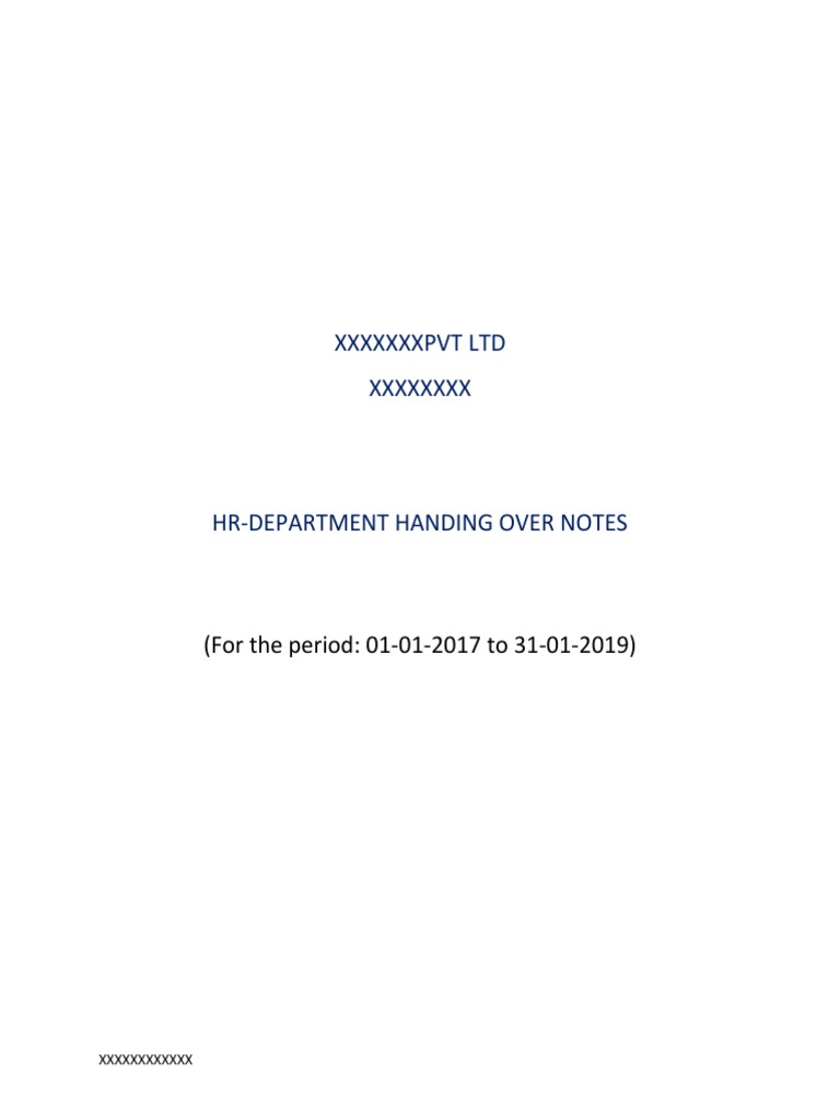 HR Manager Hand Over Note | PDF | Employment | Salary