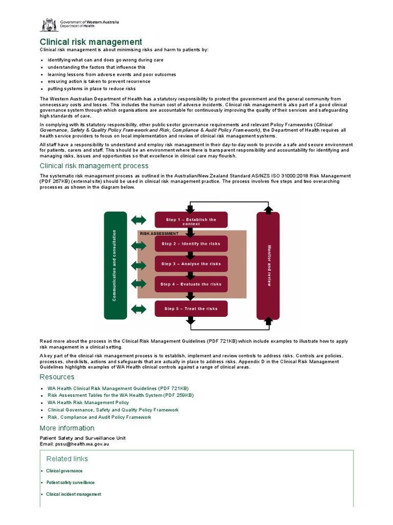 Clinical Risk Management | Download Free PDF | Risk | Risk Management