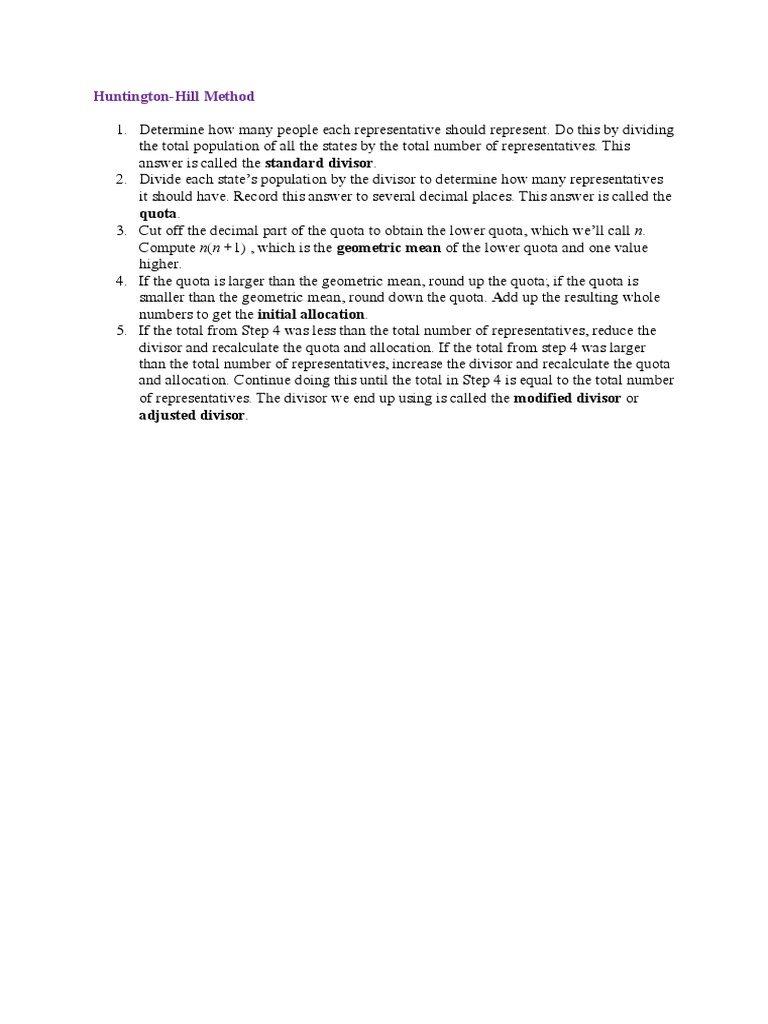 Huntington-Hill Method | PDF