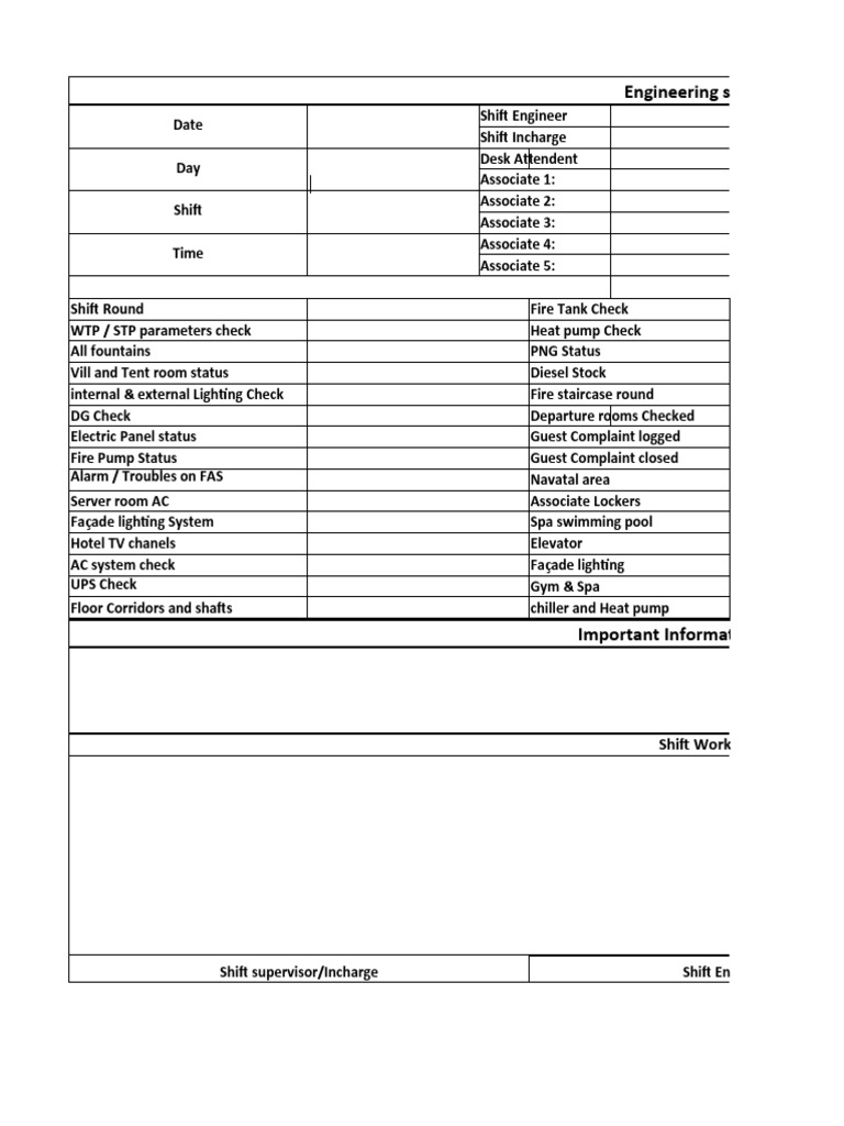 Daily Shift Log Book | PDF | Building Engineering | Manufactured Goods