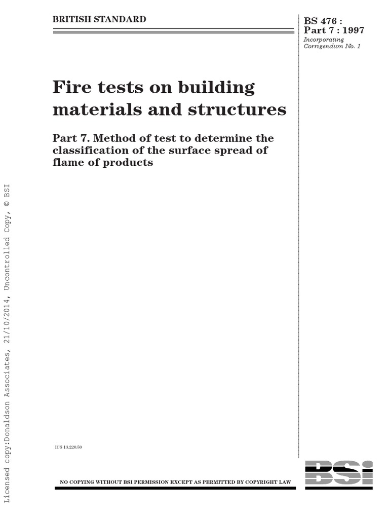 BS 476-7 1997 Fire Tests On Building Materials and Structures | PDF ...