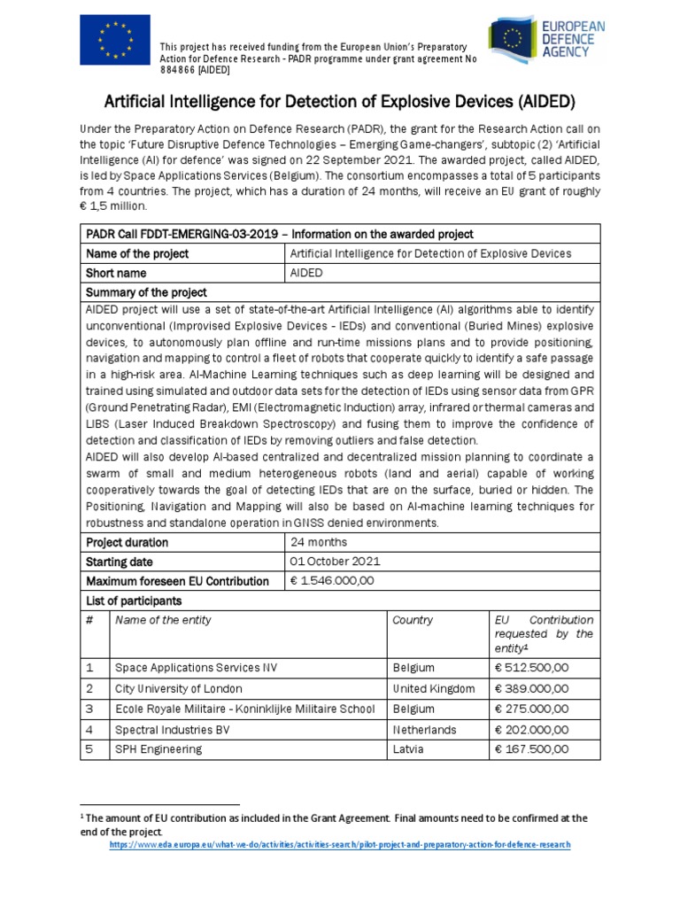 Artificial Intelligence For Detection of Explosive Devices (AIDED ...