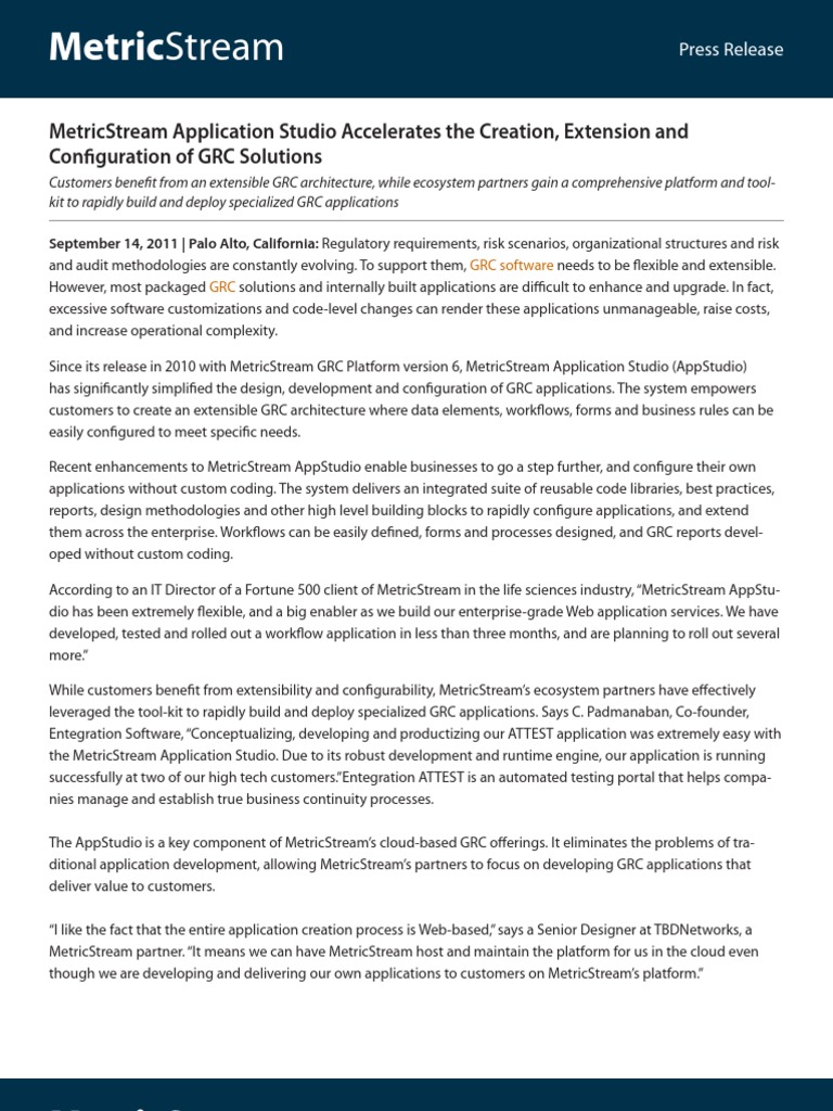 GRC Platform AppStudio | PDF | Cloud Computing | Application Software