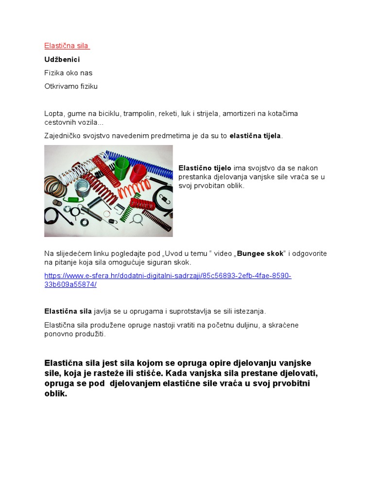 Mjerimo Silu. Elasti#U010dna Sila - Scenariji | PDF