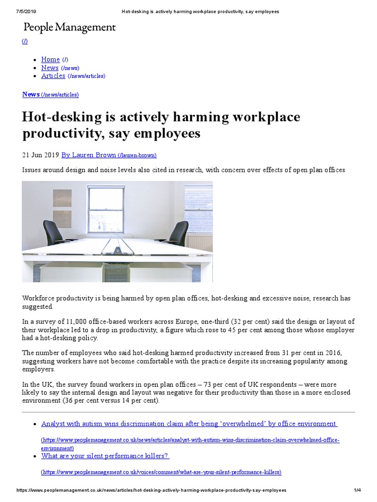 Hot-Desking Is Actively Harming Workplace Productivity - Say Employees ...