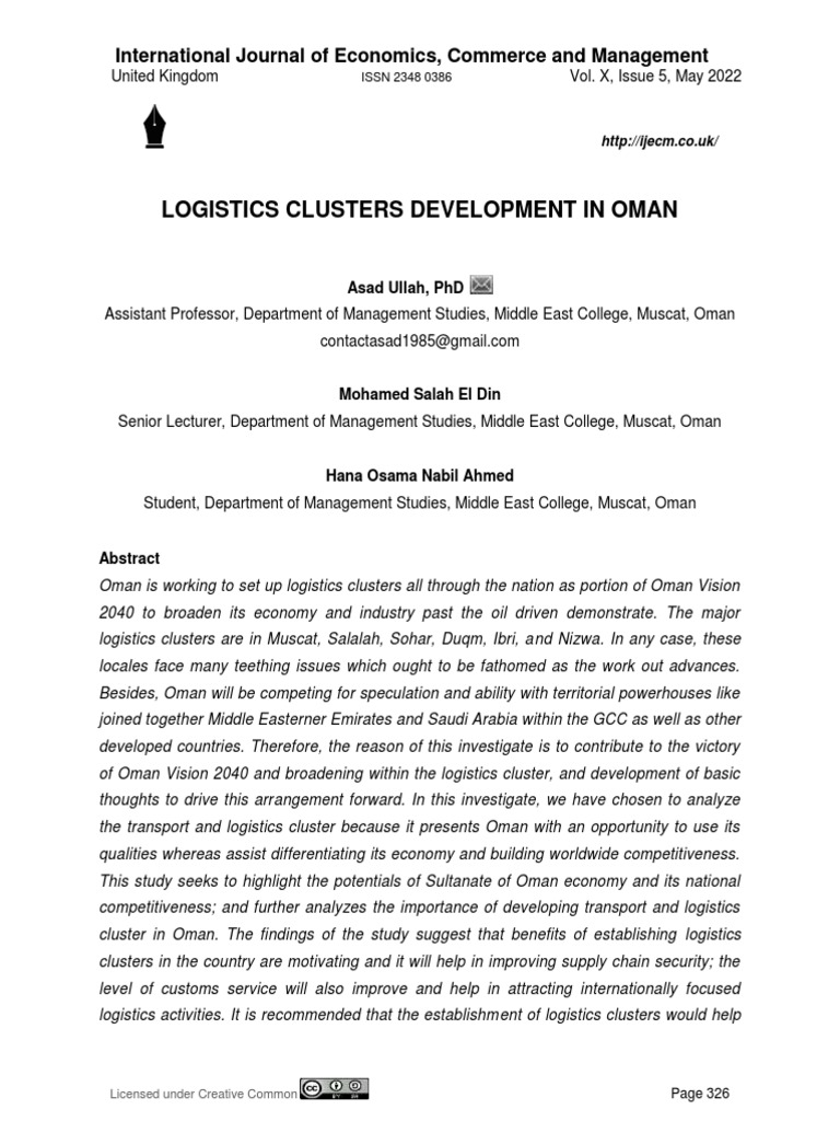 Oman Logistic Cluster | PDF | Economies | Business