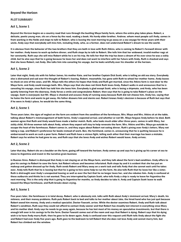 Beyond The Horizon | PDF | Eugene O'neill | Entertainment (General)