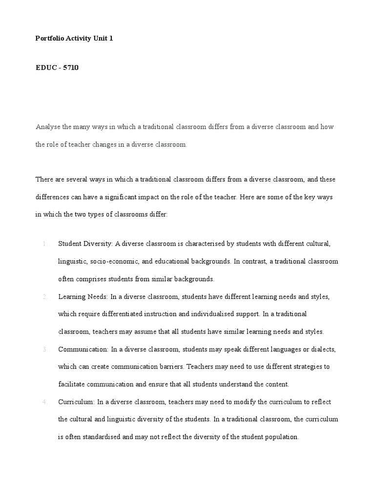 Portfolio 1 EDUC 5710 | PDF | Teachers | Classroom