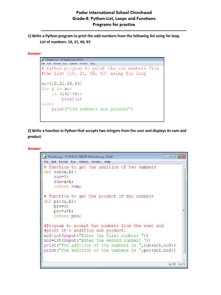 Ade-8 New-Programs For Practice | PDF