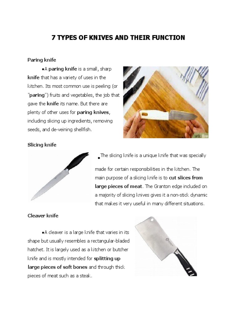 7 Types of Knives and Their Knives | PDF | Knife | Foods