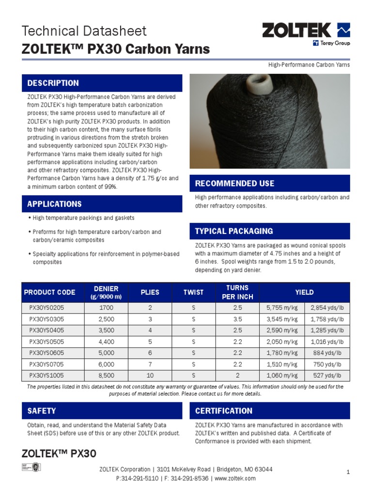 TDS PX30 Yarns-1 | PDF | Yarn | Composite Material