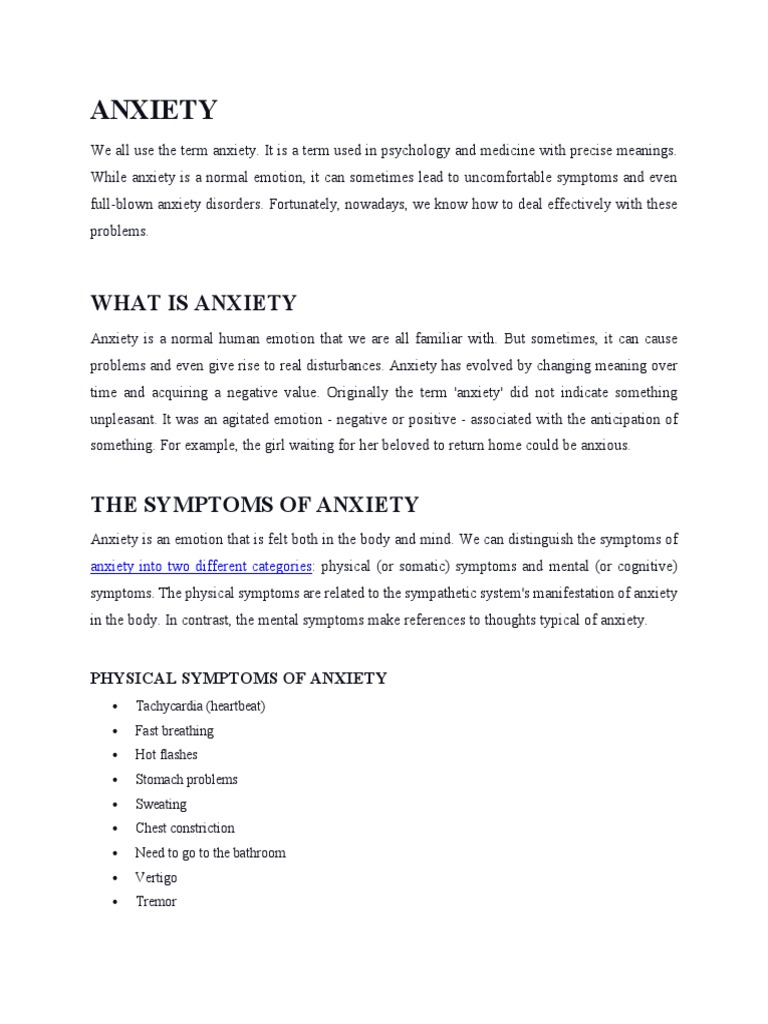 Anxiety | PDF | Anxiety Disorder | Anxiety