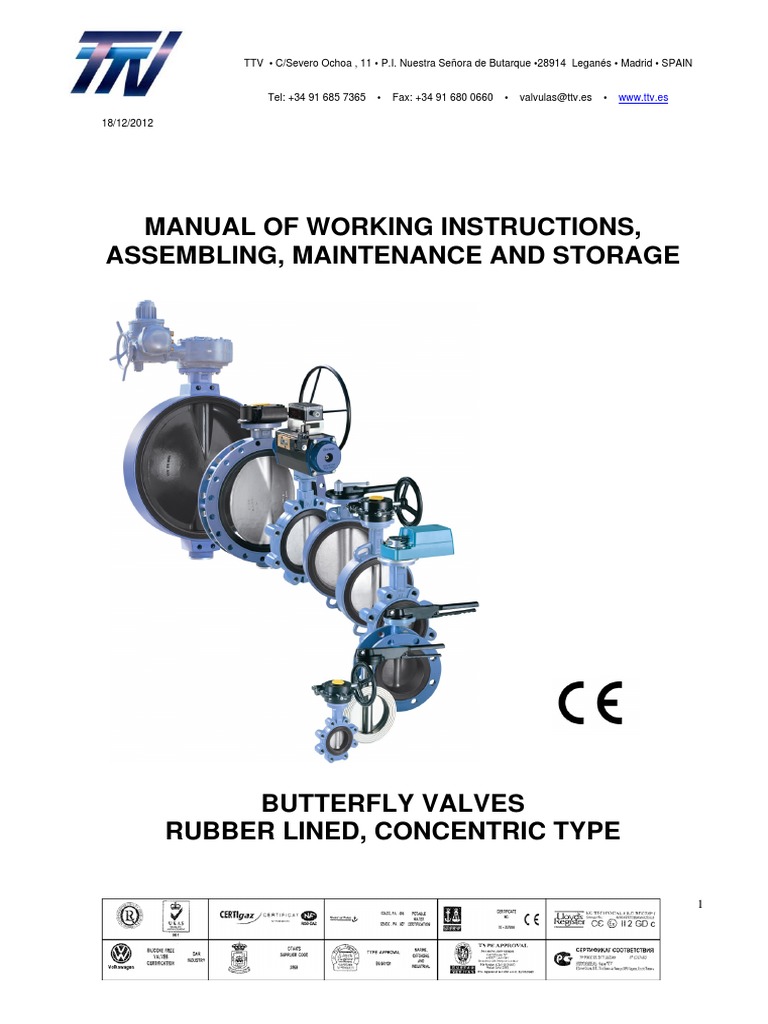 TTV Butterfly Valves Manual Spain | PDF | Valve | Pipe (Fluid Conveyance)