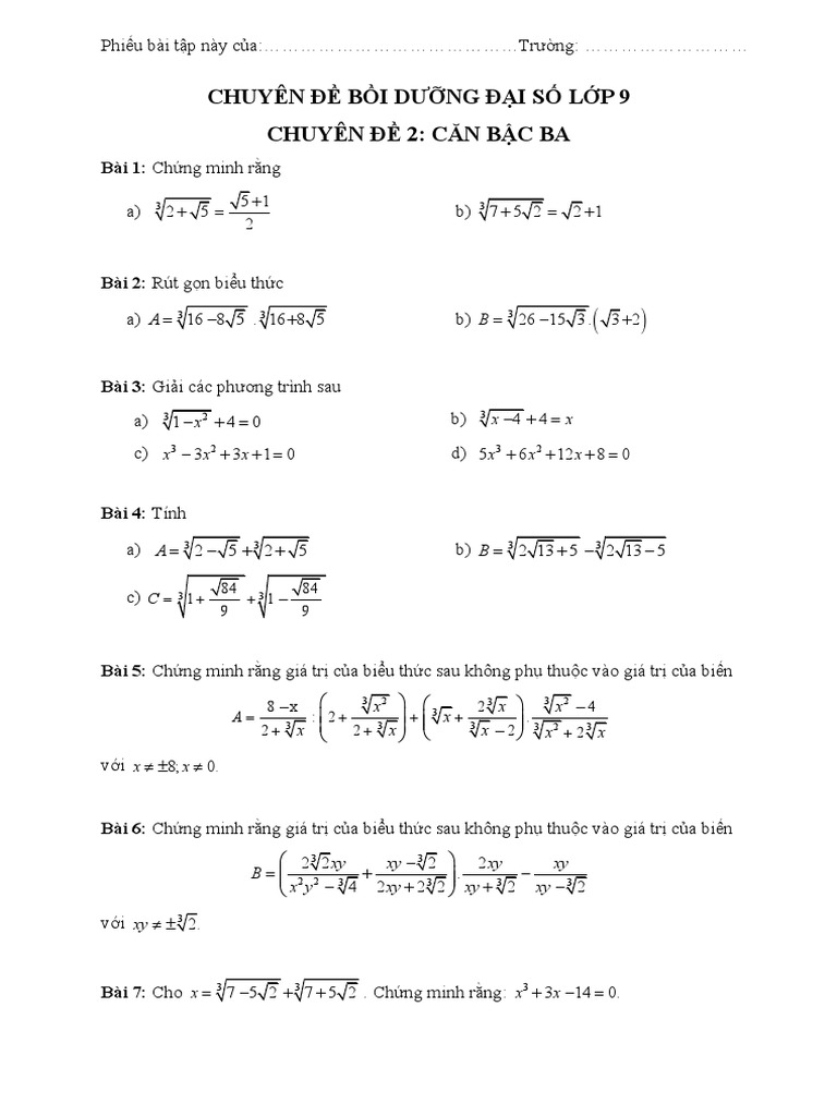 CD2 Căn bậc ba | PDF