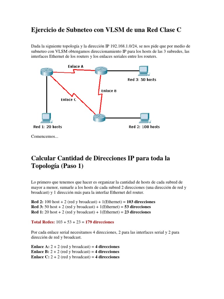 Ejercicio de Subneteo Con VLSM de Una Red Clase 1 | Dirección IP | Protocolos de capa de red