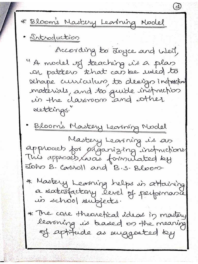 Bloom's Mastery Learning Model | PDF