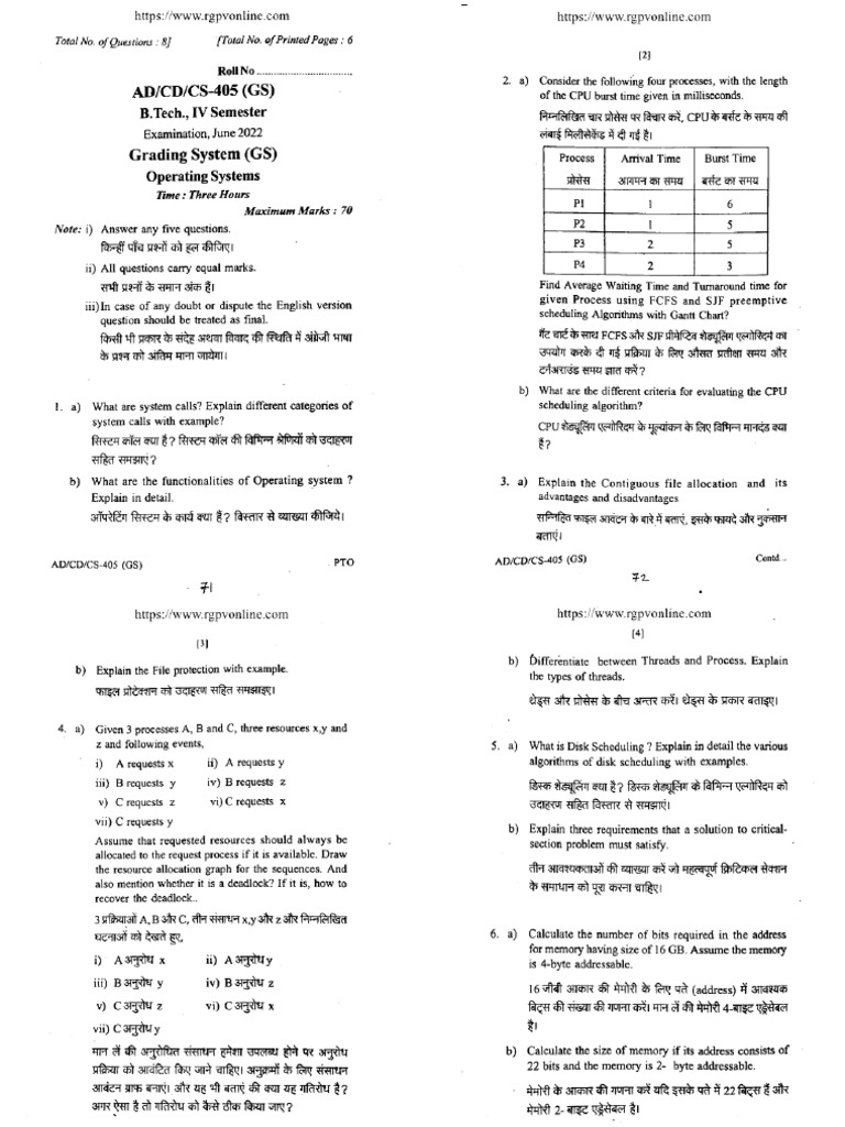 Ad CD Cs 405 Operating Systems Jun 2022 | PDF