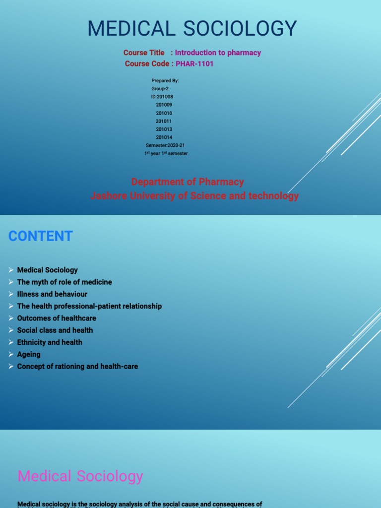 2.1 - Medical Sociology Group 2 | PDF | Health Care | Sociology