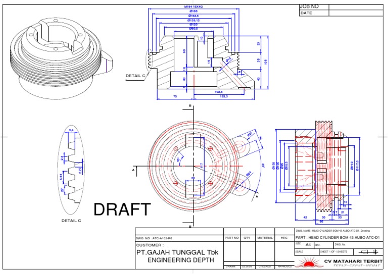 HEAD CYLINDER BOM 43 AUBO ATC-D1 - Drawing | PDF