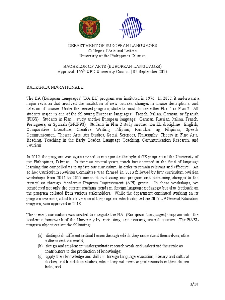 Curriculum - BA European Languages | PDF | Cross Cultural Communication ...