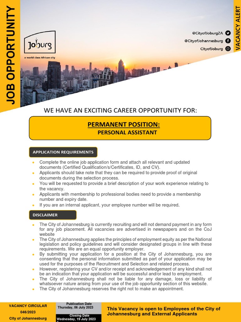Coj Various Vacancies Closing 19 July 2023 | PDF | Recruitment | Employment