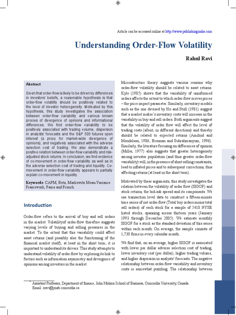 Understanding Order Flow Volatility | PDF | Volatility (Finance) | Stocks