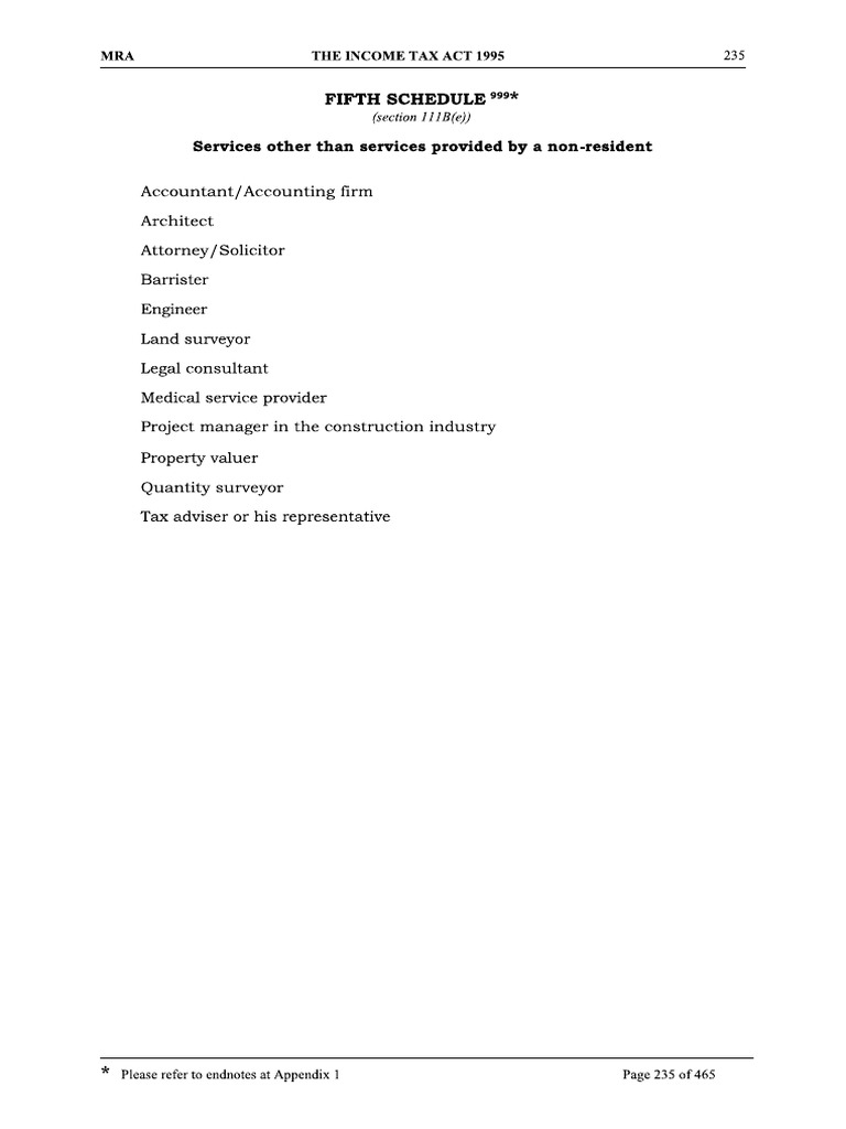 Fifth Schedule TDS 2023 | PDF