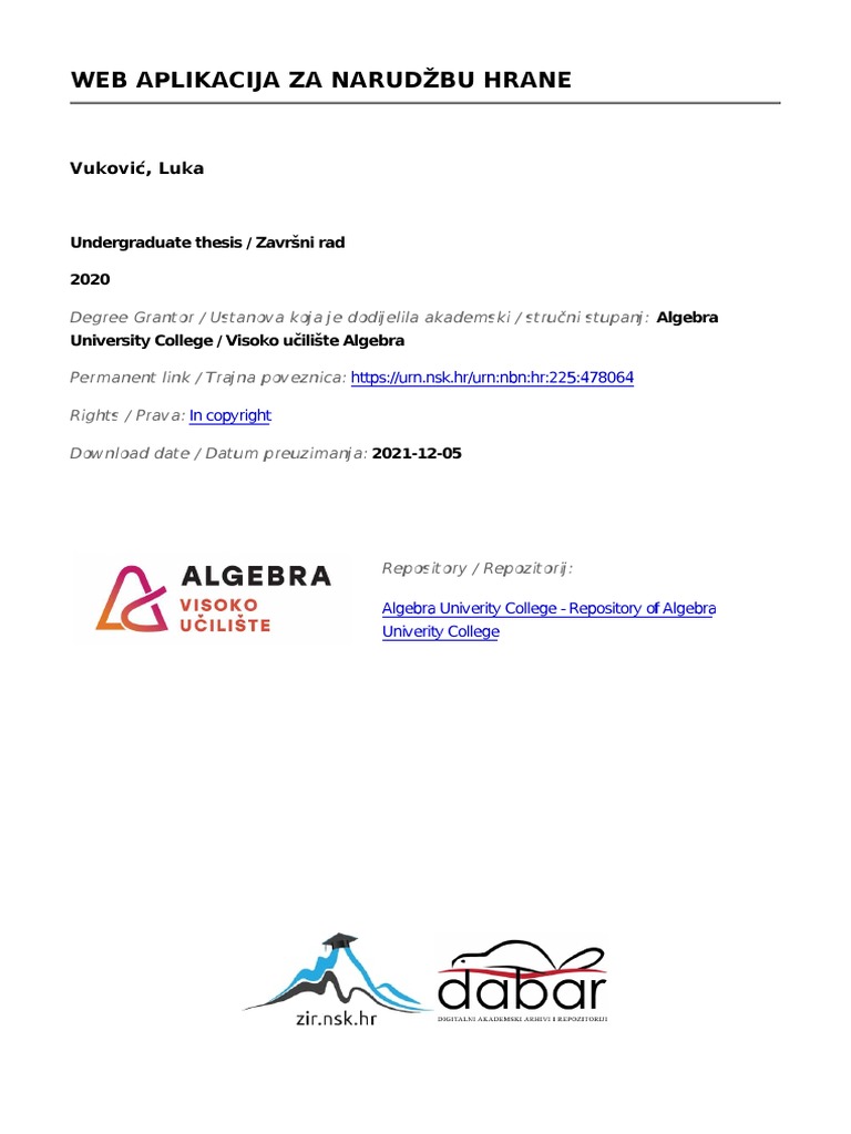 Vukovic Luka - Zavrsni Rad | PDF