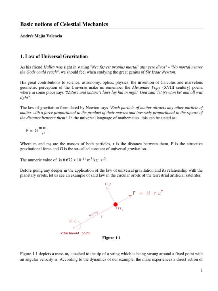 Universal Gravitation in Celestial Mechanics | PDF | Ellipse | Orbit