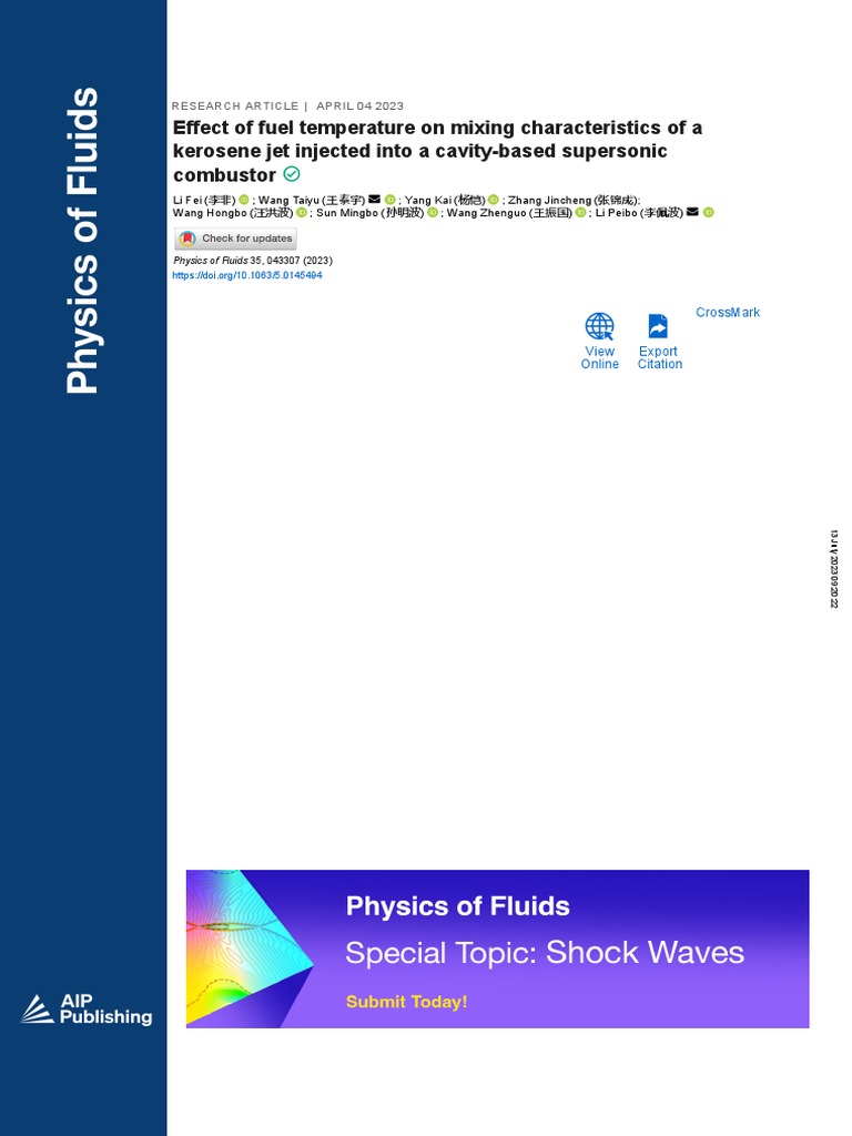 Effect of Fuel Temperature On Mixing Characteristics of A Kerosene Jet ...
