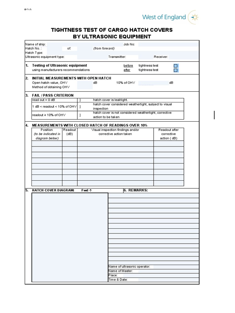 Tightness Test of Cargo Hatch Covers by Ultrasonic Equipment r2 0 | PDF ...