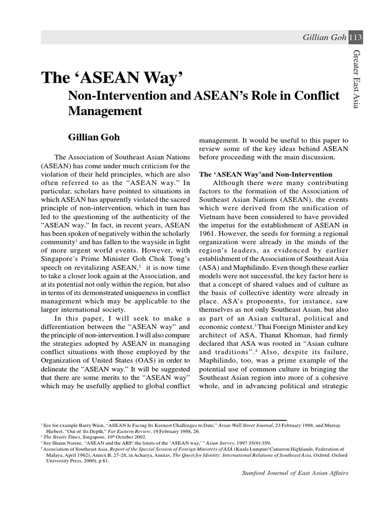 ASEAN Way: Non-Intervention Insights | PDF | Cambodia | Democratic ...