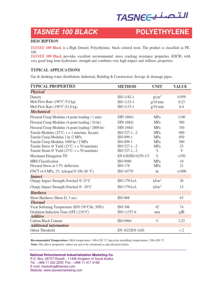 Tds Tasnee 100 Black Revised in 2022 | PDF | Creep (Deformation ...