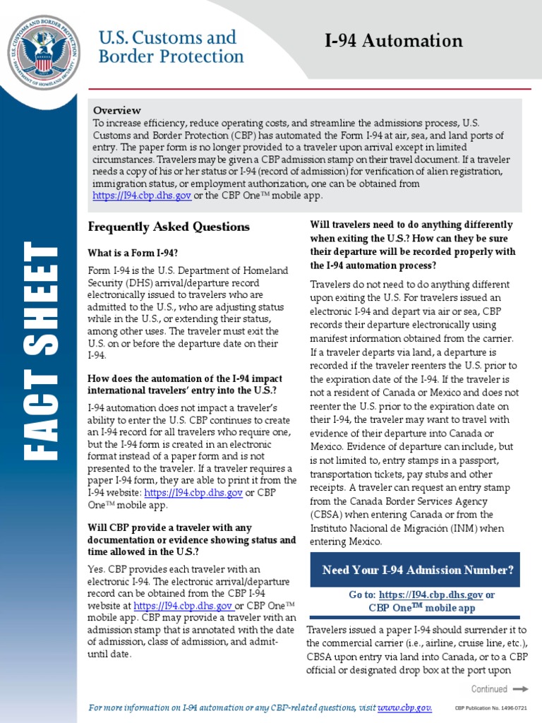 I-94 Automation and Electronic Access | PDF | Cultural Globalization ...